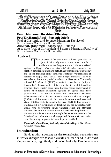 (PDF) The Effectiveness of Consilience on Teaching Science Supported ...