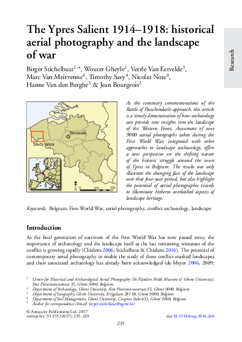 (PDF) The Ypres Salient 1914–1918: historical aerial photography and ...