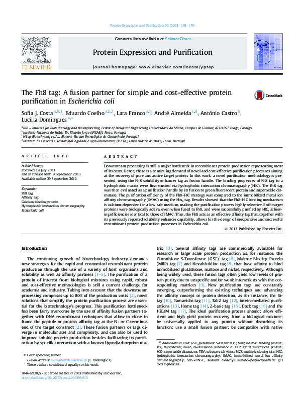 (PDF) The Fh8 tag: A fusion partner for simple and cost-effective ...