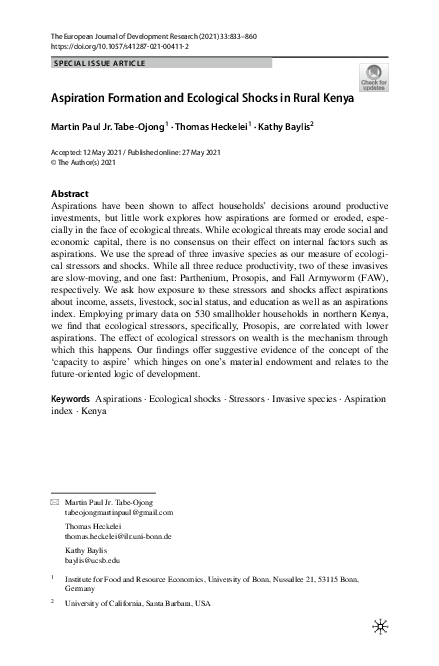 (PDF) Aspiration Formation and Ecological Shocks in Rural Kenya ...