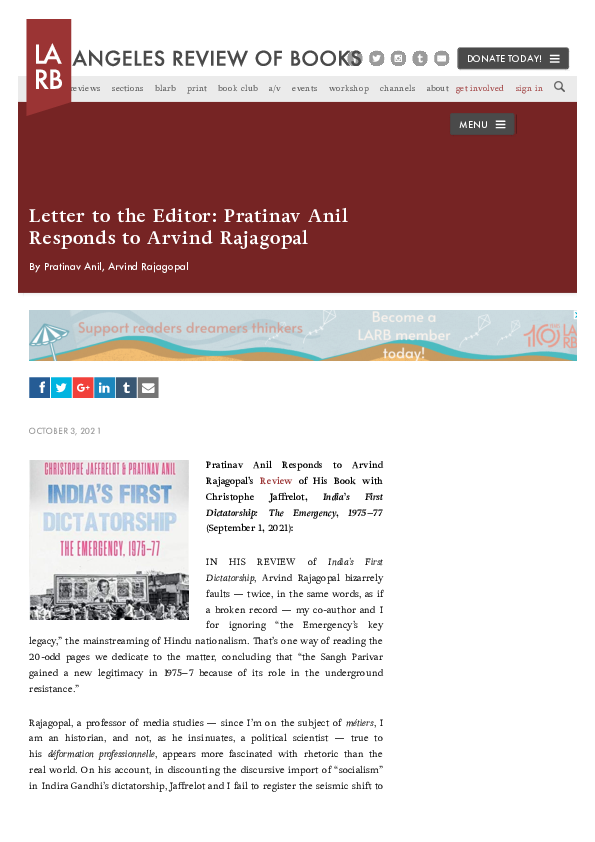 (PDF) Contretemps with Arvind Rajagopal in the LARB