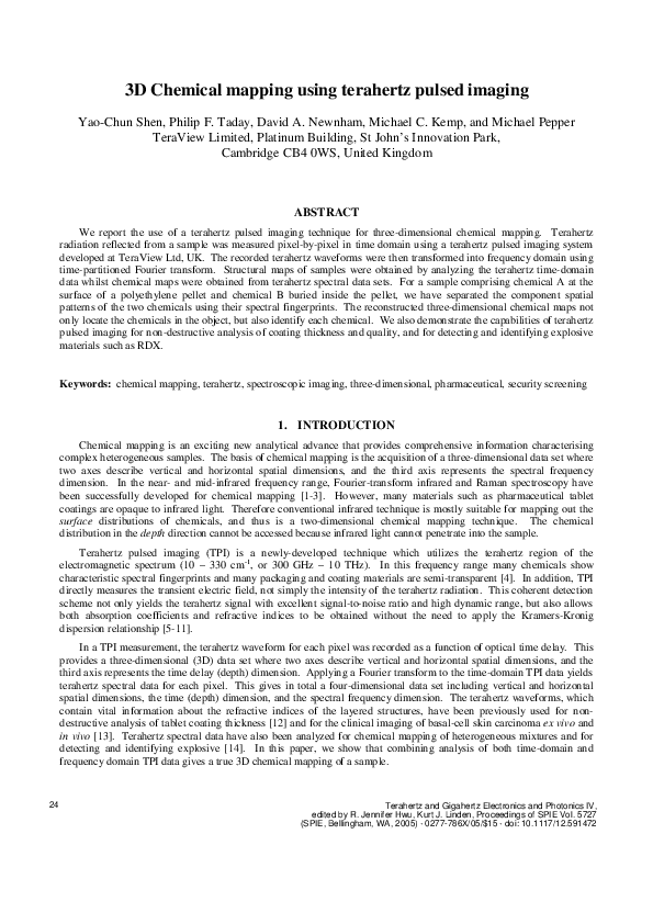 (PDF) 3D chemical mapping using terahertz pulsed imaging