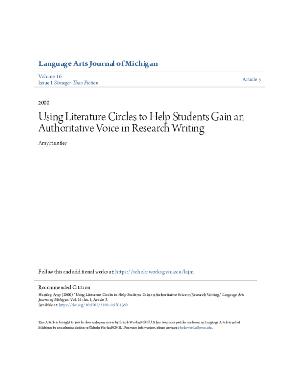 (PDF) Using Literature Circles to Help Students Gain an Authoritative ...