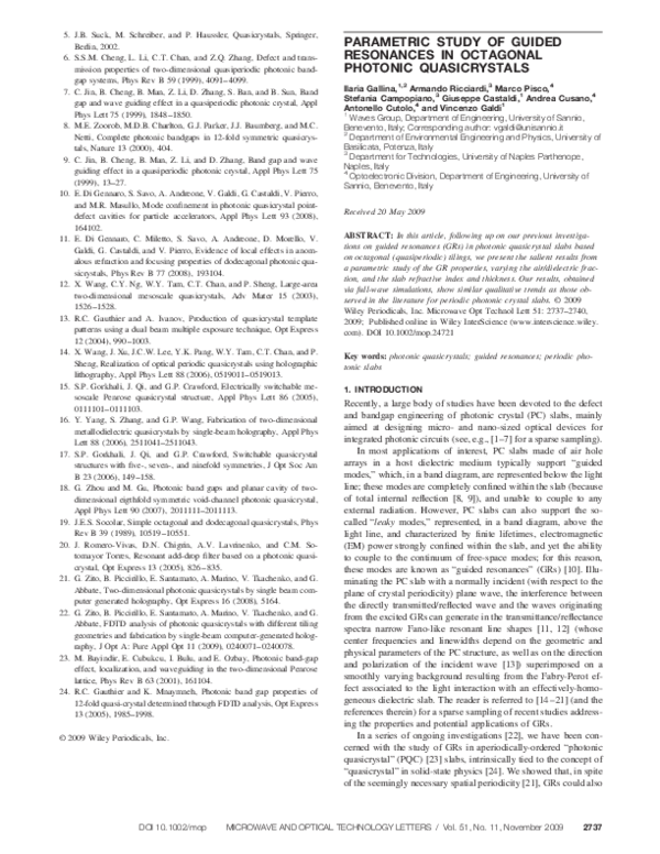 (PDF) Parametric study of guided resonances in octagonal photonic ...