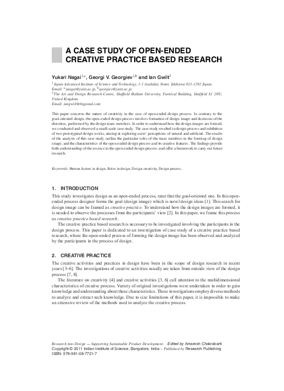 (PDF) A Case Study of Open-Ended Creative Practice Based Research