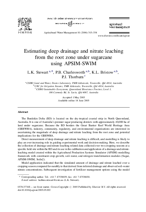 (PDF) Estimating deep drainage and nitrate leaching from the root zone ...