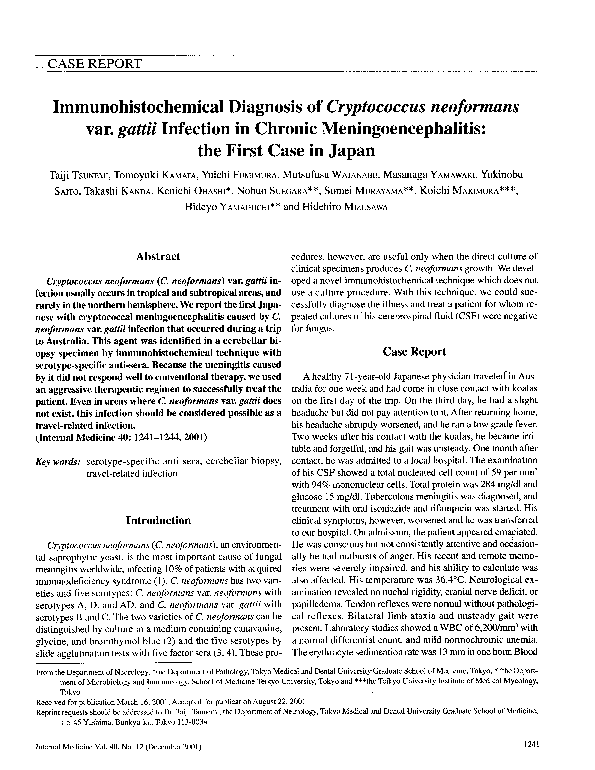 (PDF) Immunohistochemical diagnosis of Cryptococcus neoformans var ...