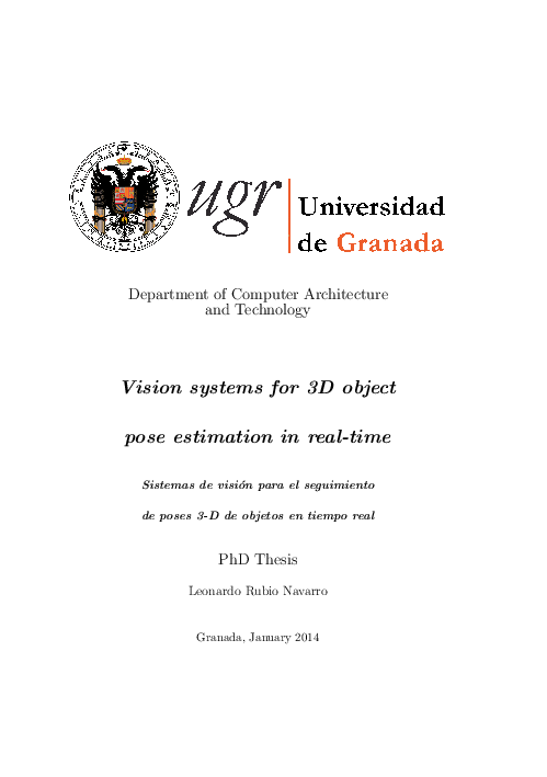 (PDF) Vision systems for 3D object pose estimation in real-time