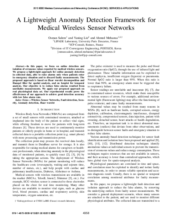 (PDF) A lightweight anomaly detection framework for medical wireless sensor networks