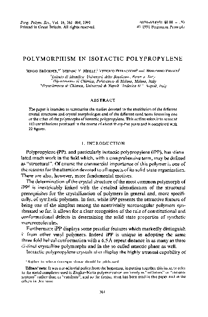 (PDF) Polymorphism in isotactic polypropylene