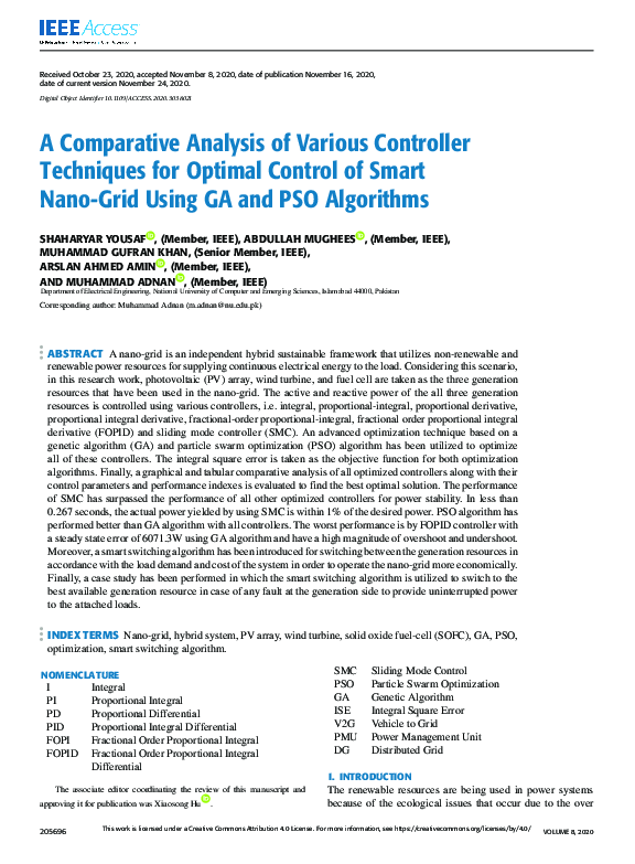 (PDF) A Comparative Analysis of Various Controller Techniques for Optimal Control of Smart Nano ...