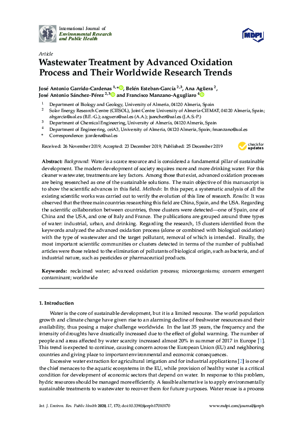 (PDF) Wastewater Treatment by Advanced Oxidation Process and Their ...