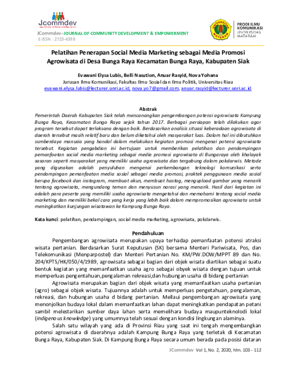 (PDF) Pelatihan Penerapan Social Media Marketing sebagai Media Promosi ...