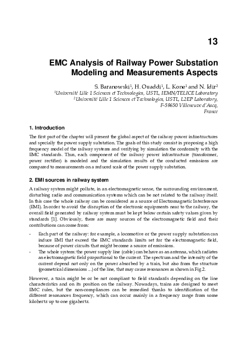 (PDF) EMC Analysis of Railway Power Substation Modeling and ...