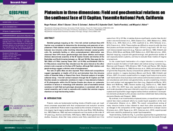 (PDF) Plutonism in three dimensions: Field and geochemical relations on ...