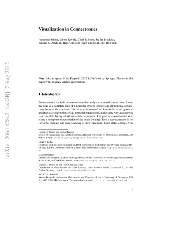 (PDF) Visualization in Connectomics