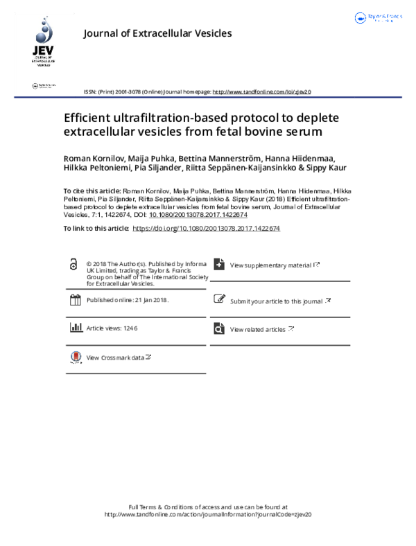(PDF) Efficient ultrafiltration-based protocol to deplete extracellular ...