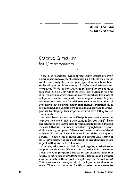 (PDF) Creative Curriculum for Grandparents
