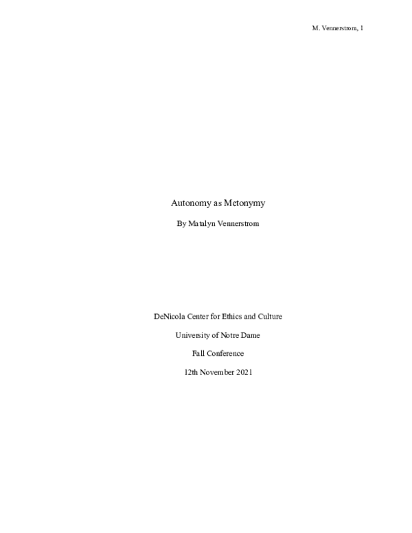 (PDF) Autonomy as Metonymy