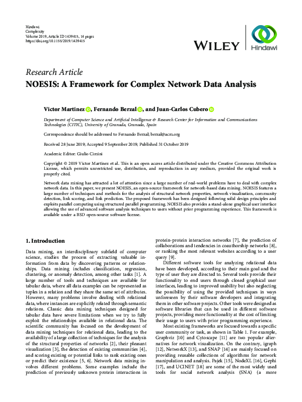 (PDF) NOESIS: A Framework for Complex Network Data Analysis
