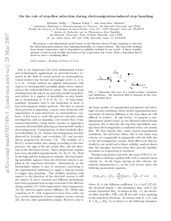 (PDF) Role of step-flow advection during electromigration-induced step ...