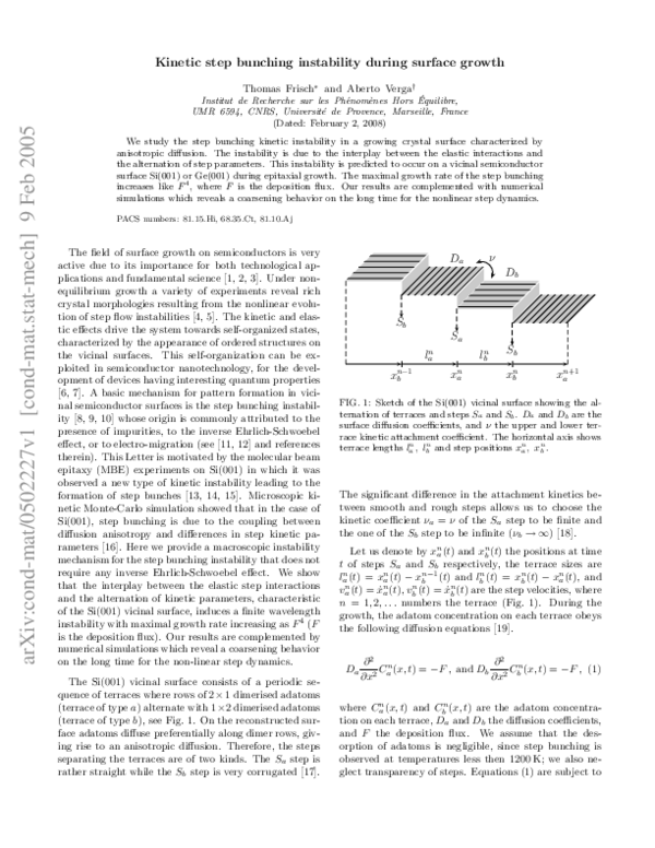 (PDF) Kinetic Step Bunching Instability during Surface Growth