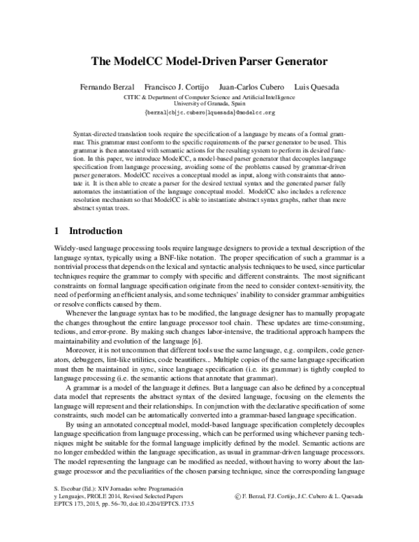 (PDF) The ModelCC Model-Driven Parser Generator | Fernando Berzal - Academia.edu