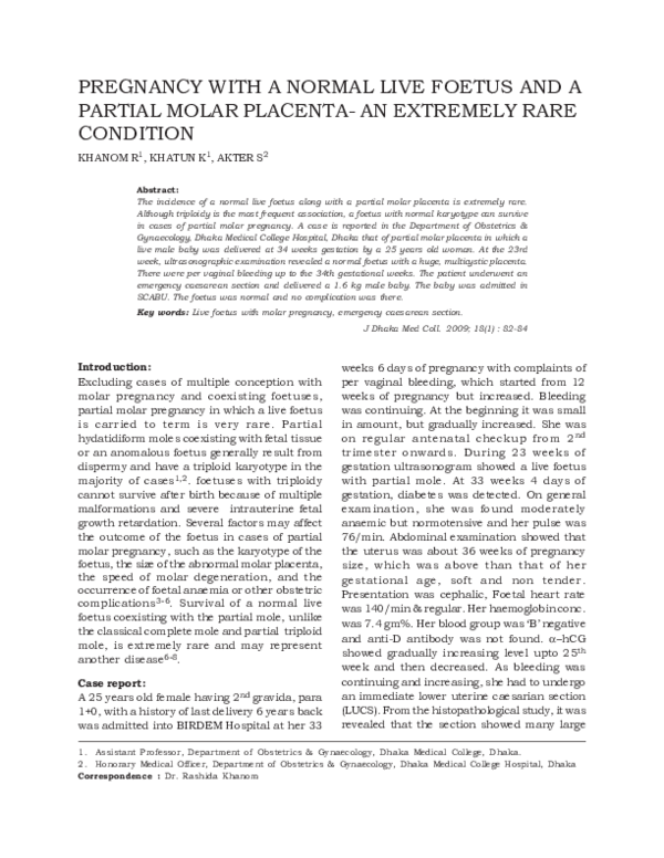 (PDF) Pregnancy with a Normal live Foetus and a Partial Molar Placenta ...