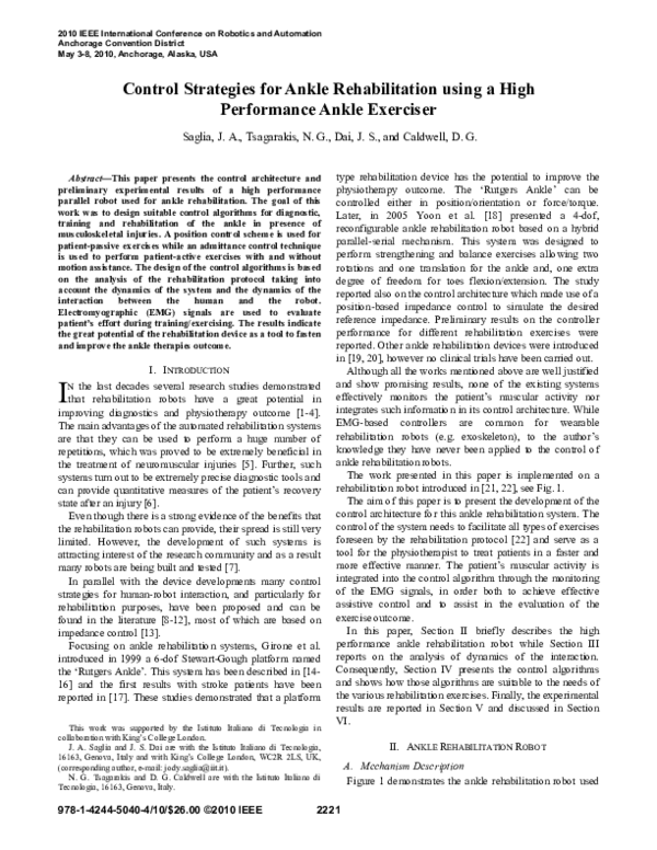 (PDF) Control strategies for ankle rehabilitation using a high ...