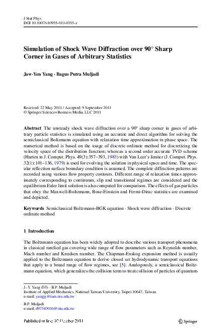 Pdf Simulation Of Shock Wave Diffraction Over 90° Sharp Corner In