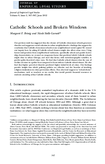 (PDF) Catholic Schools and Broken Windows