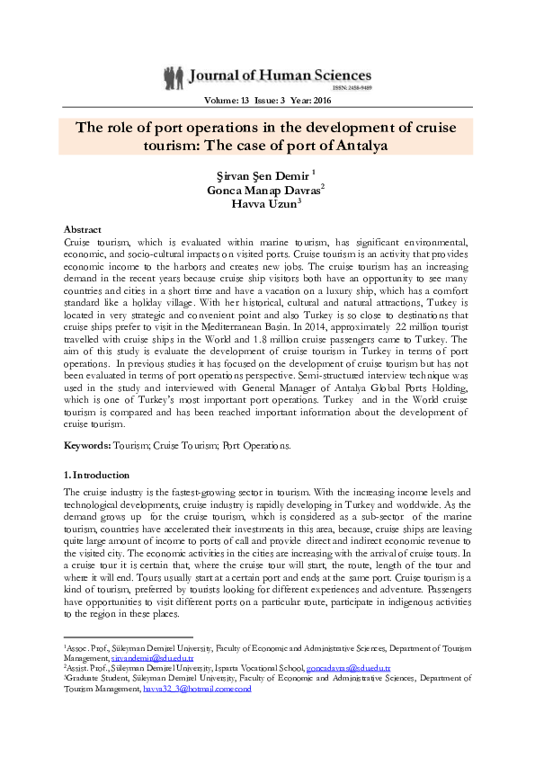 (PDF) The role of port operations in the development of cruise tourism ...