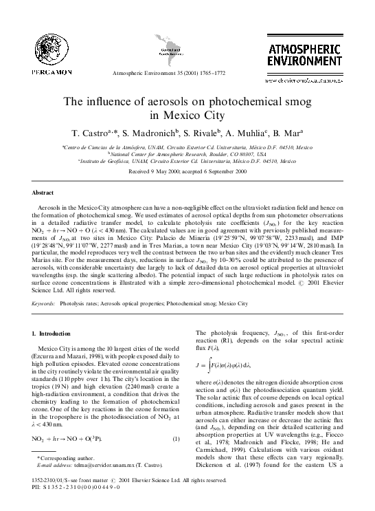 (PDF) Aerosols' Role in Mexico City's Smog Formation