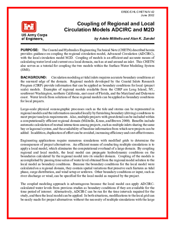 (PDF) Coupling of Regional and Local Circulation Models ADCIRC and M2D