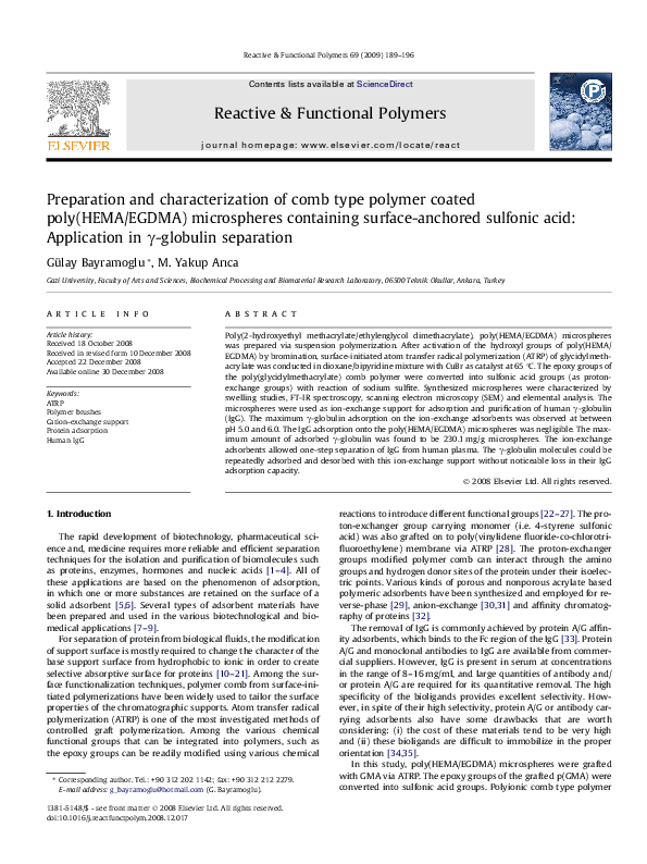 (PDF) Preparation and characterization of comb type polymer coated poly ...