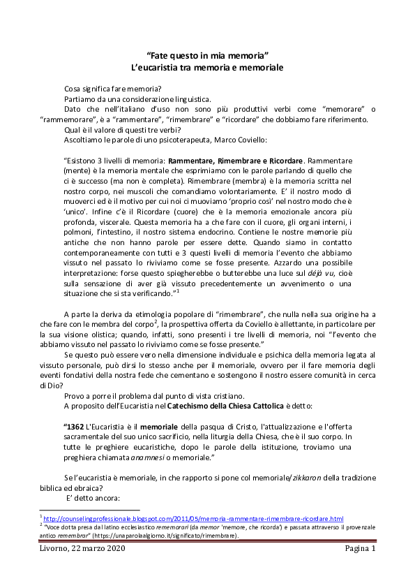 (PDF) Zikkaron e memoriale