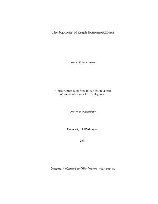 (PDF) The topology of graph homomorphisms