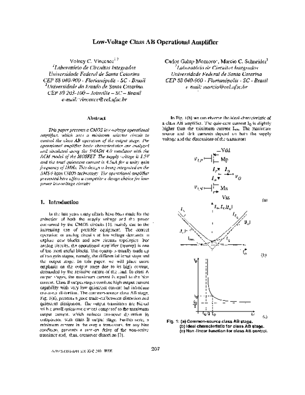 (PDF) Low-voltage class AB operational amplifier