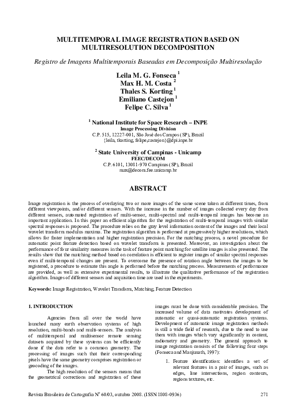(PDF) Multitemporal image registration based on multiresolution decomposition