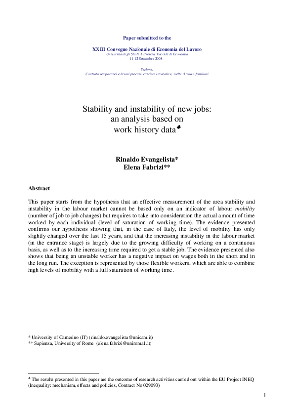 (PDF) Stability and instability of new jobs: an analysis based on work ...