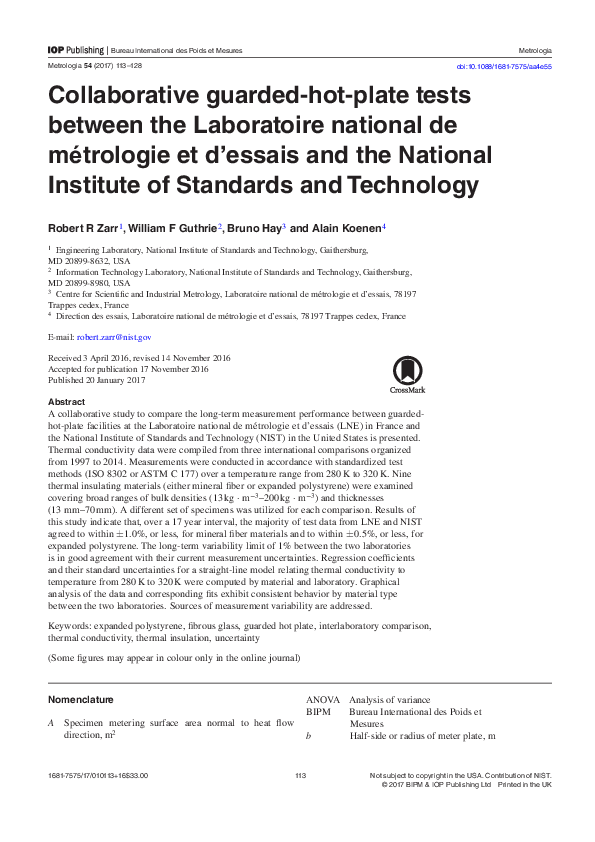 (PDF) Collaborative guarded-hot-plate tests between the Laboratoire ...