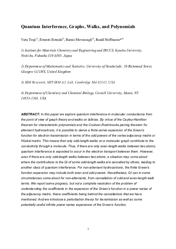 (PDF) Quantum Interference, Graphs, Walks, and Polynomials