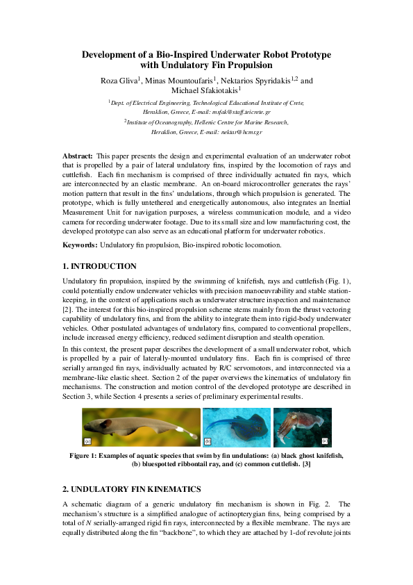 (PDF) Development of a Bio-Inspired Underwater Robot Prototype with ...