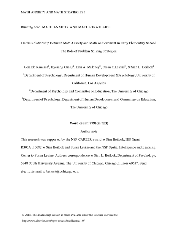 (PDF) On the relationship between math anxiety and math achievement in ...