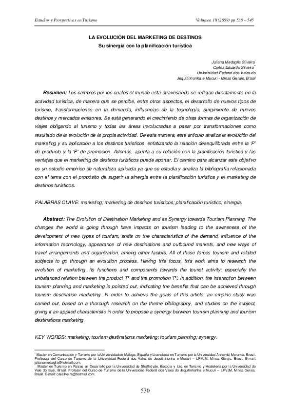 (PDF) LA EVOLUCI N DEL MARKETING DE DESTINOS Su sinergia con la planificaci n tur stica