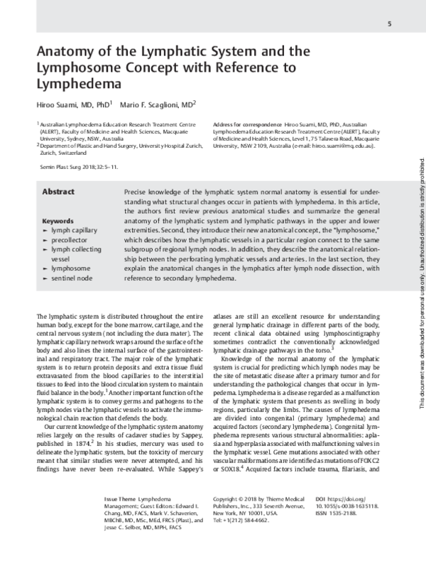 (PDF) Anatomy of the Lymphatic System and the Lymphosome Concept with ...