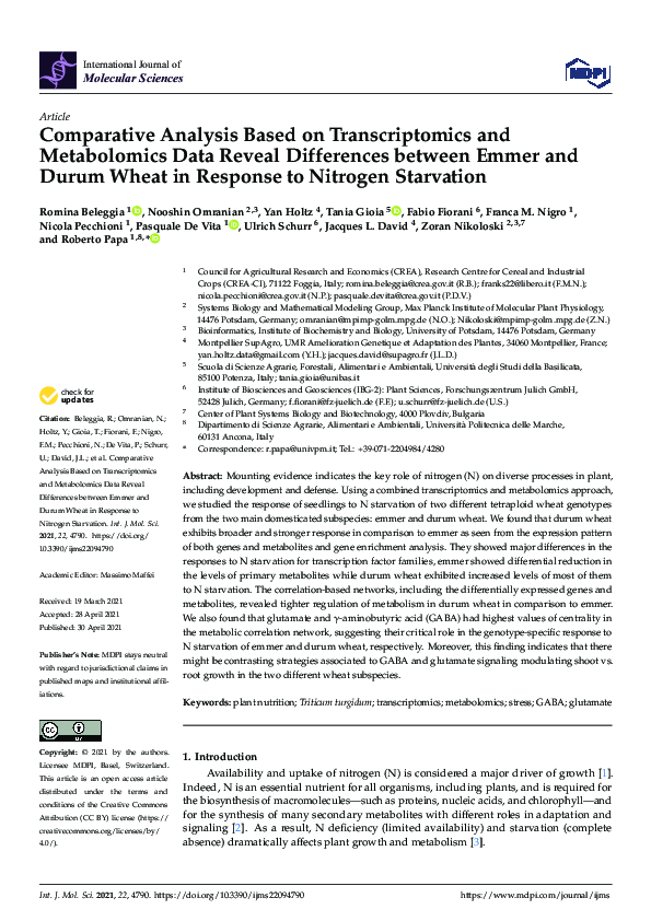 (PDF) Comparative Analysis Based on Transcriptomics and Metabolomics ...
