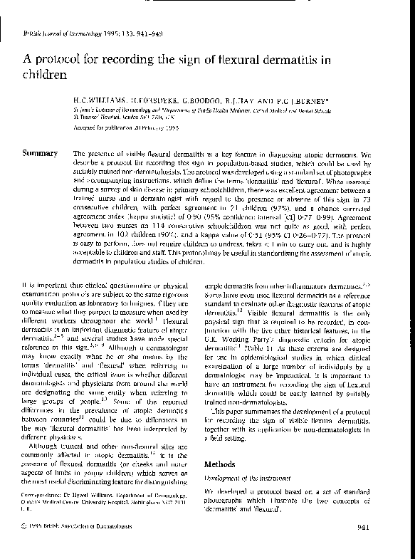 (PDF) A protocol for recording the sign of flexural dermatitis in children