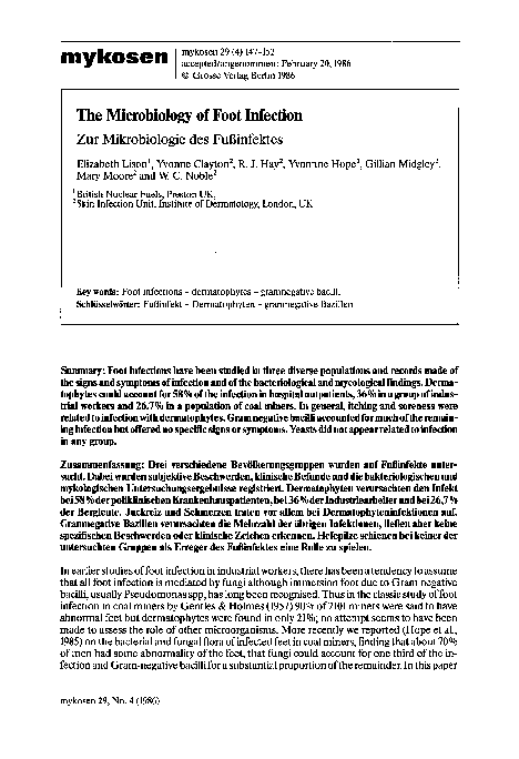 (PDF) The Microbiology of Foot Infection/Zur Mikrobiologie des Fußinfektes