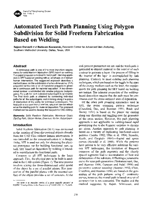(PDF) Automated torch path planning using polygon subdivision for solid freeform fabrication ...